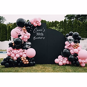 Pink Black Balloon Garland Metallic Rose Gold Balloon Different Size Black Latex Pastel Pink Arch Kit for Baby Shower Birthday Bridal Shower Wedding anniversary Anniversary Graduations Decoration