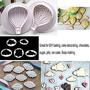 9Pcs Balloons and Cloud Cake Decoration Fondant Mold Set Hot Air Balloon Cookie Cutters for Chocolate Candy Baking Pastry Cookie Sugar Craft