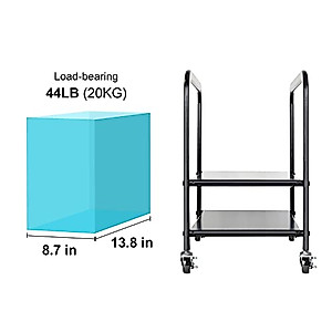 Computer Tower Stand CPU Tower Cart, 360Tronics Adjustable Desktop ATX-Case Cart 2-Tier PC Floor Stand, Mobile Rolling CPU Holder with 360°Locking Caster Wheels for Office Home (Black)