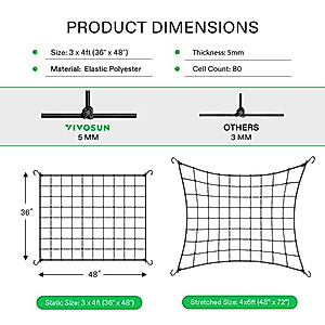 VIVOSUN 1-Pack 3x4FT Elastic Trellis Netting with Hooks for Grow Tents
