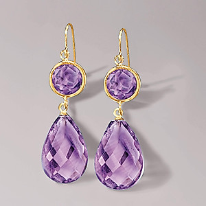 Ross-Simons 19.00 ct. t.w. Amethyst Drop Earrings in 14kt Yellow Gold