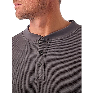 Wrangler Authentics Men's Long Sleeve Waffle Henley, Dark Charcoal, X-Large