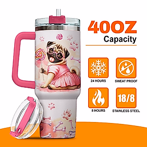 99WHALE Dog Mom Gifts, Quartz Camelia Adults Yellow Women Parade Coffee Handle Simple Hot Cups Worlds Primrose, Funny Pug Dog Nutrition Facts, Tumbler 40 Oz With Handle Lid And Straw