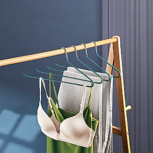 UPRA Multiple Slack/Trousers Pants Hangers 10 Pack,Anti-Rust Chrome Metal Hangers,Non Slip Rubber Coating,Space Saving,Open Ended or Easy-Slide Pant Airing Wet Clothes-Without Neckline Wrinkles,Green