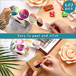 600 Pieces 1.5 Inch Positive Stickers Motivational Encouragement Quote Label Stickers Handwritten Modern Artistic Inspirational Stickers for Greeting Cards Envelopes Sealing Decor