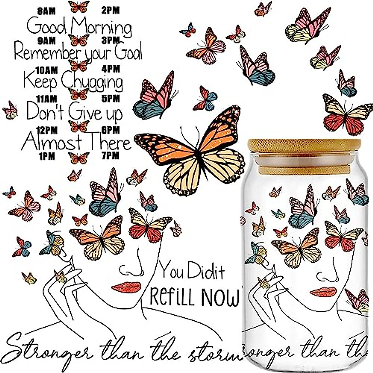 UV DTF Transfer Sticker, 5Sheets Rub on Transfer Stickers for Glass Cups,Waterproof UV DTF Cup Wrap Rub on Transfers Stickers Decals, Clear Film Transfer Paper UV DTF Cup Wraps Transfer Sticker