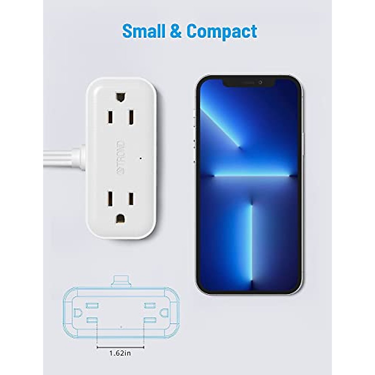 TROND 5ft Ultra Thin Flat Extension Cord, 4 Widely Spaced AC Outlets, 4 USB Charger(1 USB C Port)+TROND Bluetooth 5.2 Transmitter Receiver, 2-in-1 Bluetooth Adapter for TV to Airpods