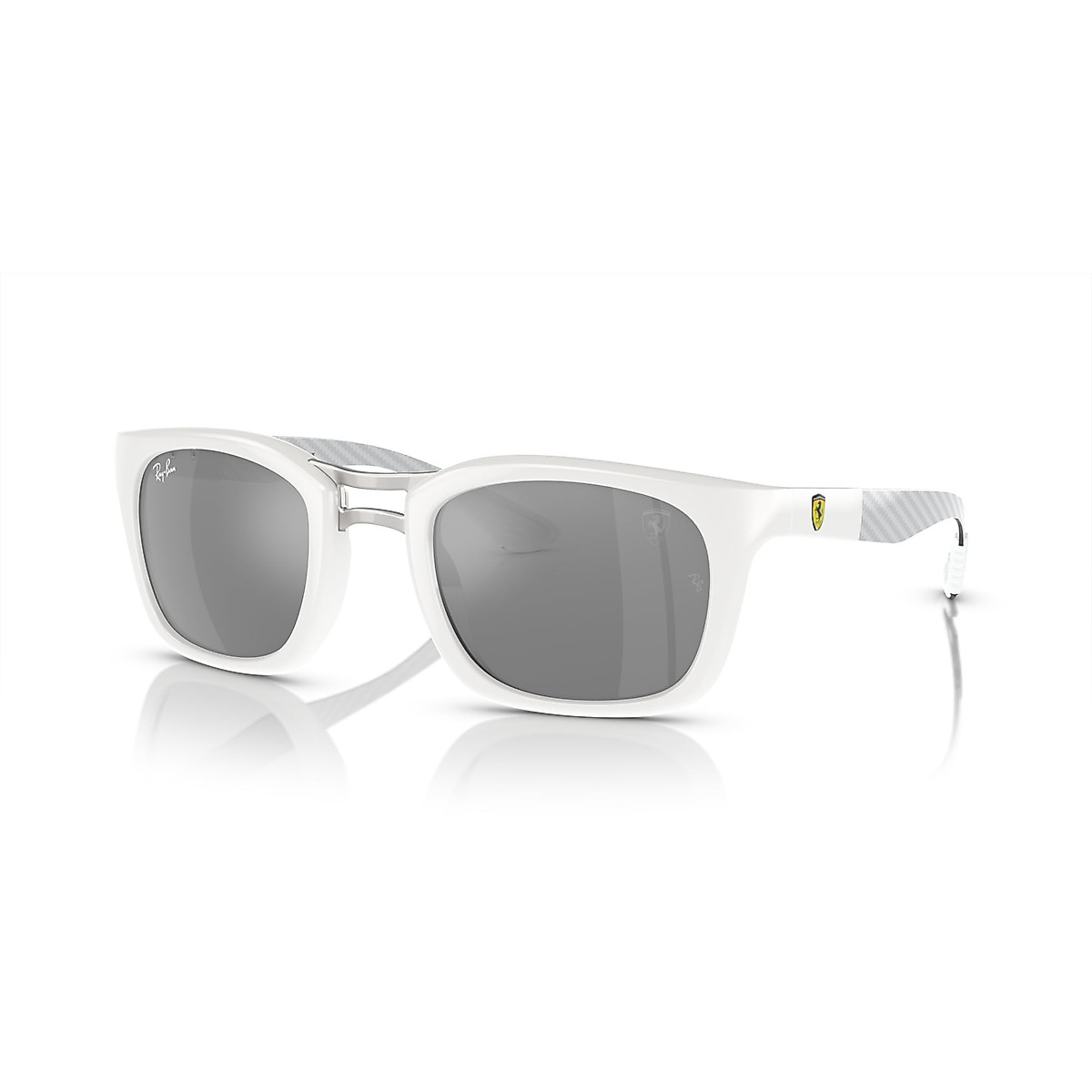 Ray-Ban RB8362M Square Sunglasses, White/Grey Mirrored Silver, 53 mm