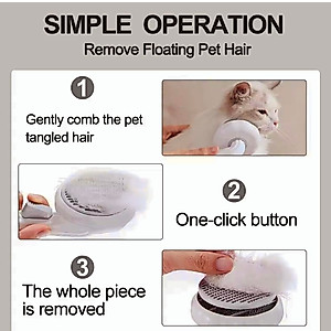 Miss pary Cat Brush Dog Brush, Designed To Remove Loose Fur, Tangles, Mats With Convenient Release Button Feature, Easly Removal Of Trapped Hair From Brush, Indoor Cats Dog Hair Grooming Tool, White