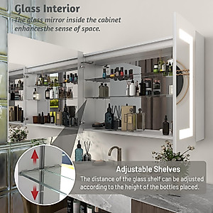 MIRPLUS 36x30 inch Medicine Cabinet with LED Vanity Mirror, Anti-Fog Recessed or Surface Mount Bathroom Double Door Large Storage 6000K Bright Lighted Aluminum Storage Cabinet with Touch Switch