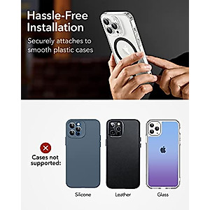 ESR Universal MagSafe Ring 360 (HaloLock), MagSafe Sticker, MagSafe Magnet, Magnetic Conversion Kit for iPhone 14/13/12/11/X Series, Galaxy S22/S21/20 and More, 2 Pack, MagSafe Accessories, Black