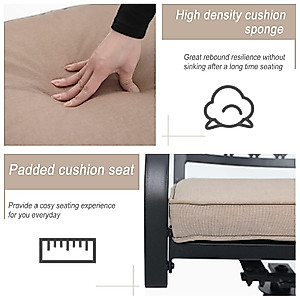 Sophia & William Outdoor Dining Set of 9, Large Square Patio Dining Table with 8 Swivel Rocking Dining Chairs with Cushion, Metal Black sOutdoor Table and Chairs for Garden Backyard Bistro