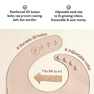 RAIN.B. Baby Silicone Bib Set of 2 - Adjustable Waterproof Baby Food Bibs with Food Catcher｜Cherry Blush + Glacier Blue