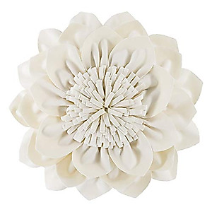OiseauVoler Decorative Throw Pillow 3D Flower Round Pillow Accent Handmade Cushion with Insert for Couch Bed Home Decor 12 Inch Cream White