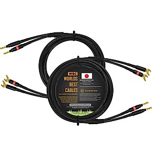 WORLDS BEST CABLES 12 Foot - Coaxial Audiophile Speaker Cable Pair Custom Made Using Mogami 3082 Wire & Eminence Gold Plated Banana & Spade Plugs