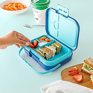 BOZ Bento Box for Kids - Kids Bento Lunch Box for Ages 3 to 7 – Toddler Lunch Box for Daycare – Leak Proof 4 Compartments Kids Lunch Container – Dishwasher Safe Kids Bento Box – Dinosaur Lunch Box