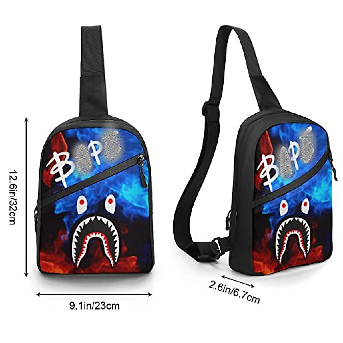 FANFELLSY Shark Fashion Camo Folding Chest Bag Adjustable Crossbody Travel Bag Shoulder Daypack…