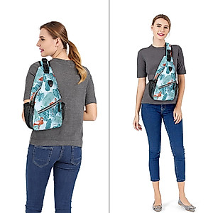 MOSISO Mini Sling Backpack,Small Hiking Daypack Pattern Travel Outdoor Sports Bag, Flamingo