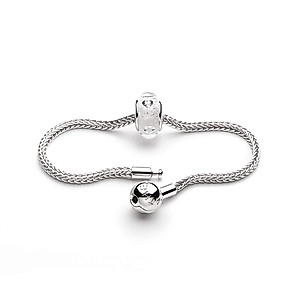 ATHENAIE 925 Sterling Silver Basic Wheat Chain with Openable Clasp Charms Bracelet for Birthday Gift 20CM