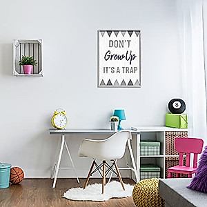 Stupell Industries Growing Up is A Trap Phrase Rustic Triangles, Designed by Ashley Calhoun Gray Framed Wall Art, 24 x 30, Grey