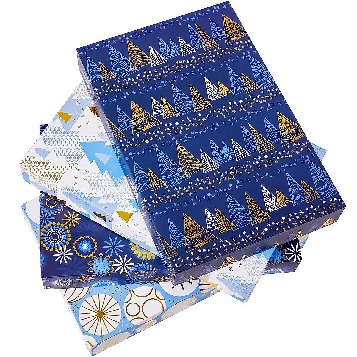 SUNCOLOR 12 Pack 14" Blue Large Christmas Gift Boxes With Lids For Clothes Presents