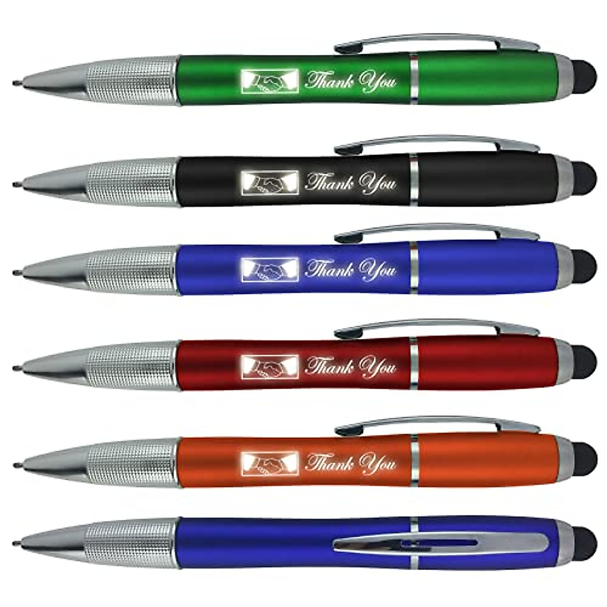 Thank You Pen for Your Boss Coworker Wife Husband Dad Mom Doctor, 3 in1 Stylus+ Metal Ballpoint Pen+LED Flashlight-Compatible with Most Phones and Touch Screen Devices, Multicolor 5 Pack