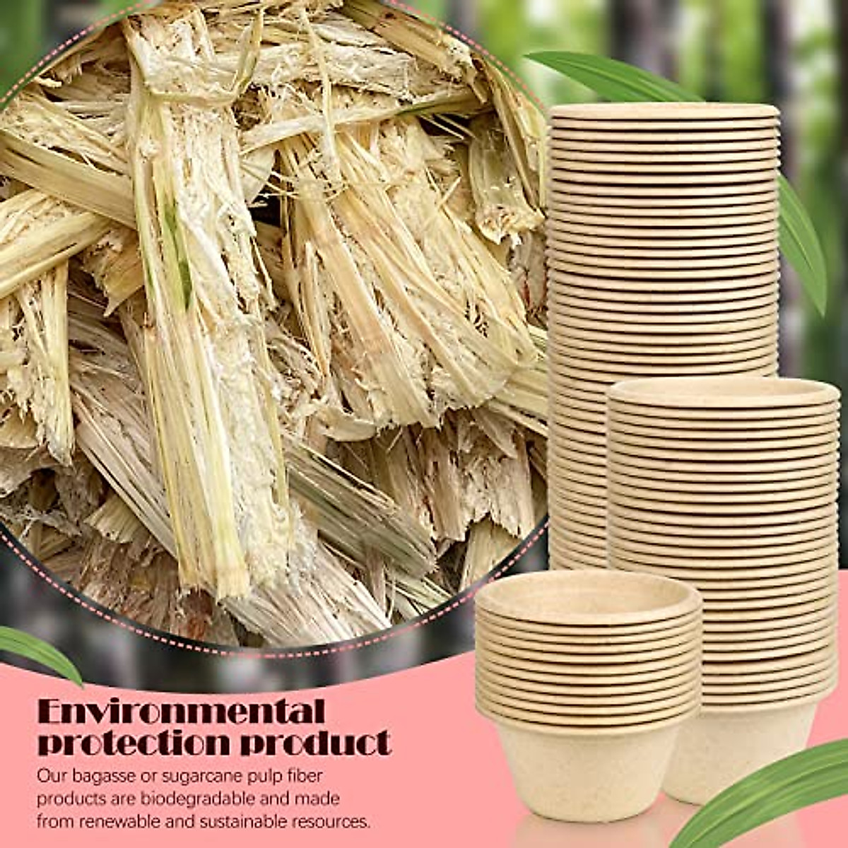 Cmkura 200 Pack 2oz Disposable Souffle Cups, Bagasse Fiber Souffle Cups Portion Cups Sample Cups Tasting Cups Condiment Cups for Salad Dressing Sauce Souffle and Salsa