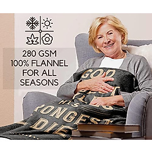 InnoBeta Get Well Gifts for Women, Men, Surgery Gifts for Friends with Cancer, Chemo Patients, Flannel Throw Blanket - 50"x 65", God Gives The Hardest Battles to His Strongest Soldiers