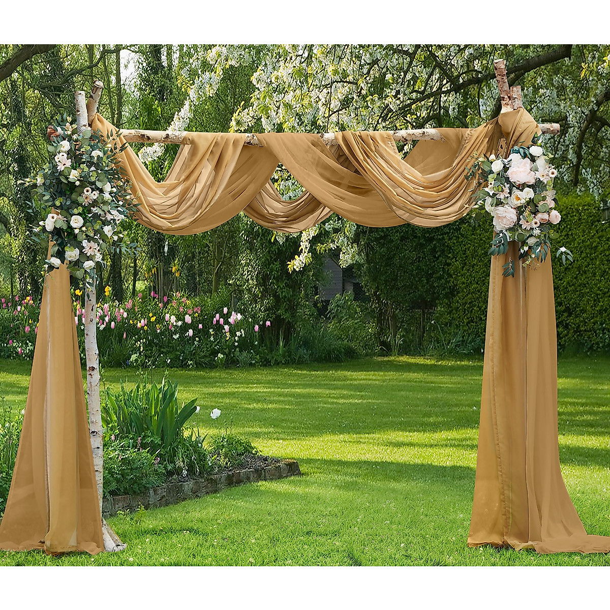 WARM HOME DESIGNS 2 Caramel Color Backdrop Curtain Bundle. 55 x 288 Inch Gold Fabric Curtain Backdrop for Golden Wedding Decor. (ADS Gold 288)