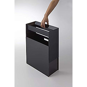 Yamazaki Home Modern Garbage Waste Basket with Handle | Plastic | Trash Can, One Size, Black