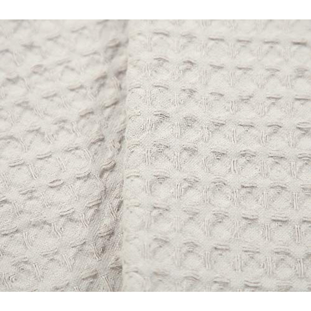 HILLFAIR 100% Combed Cotton Blanket– Queen Size Bed Blanket– Warm Soft All Season Breathable Lightweight Summer Blankets– Waffle Weave Home Decor Bed Blanket- Ivory Queen Bed Cotton Blankets/Bedcover