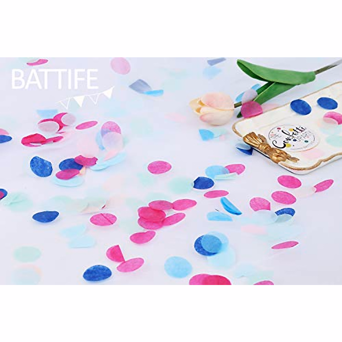 Battife 25000 Pieces Colorful Tissue Paper Confetti 1inch Large Bag Round Confetti for Wedding Birthday Party Celebrations, Multicolor 8.8oz