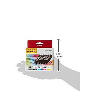 Canon PGI-280 / CLI-281 5 Color Ink Pack & 280 XL Pigment Black Ink, Compatible to Printer TR8520, TR7520, TS9120 Series,TS8120 Series, TS6120 Series, TS9521C, TS9520, TS8220 Series, TS6220 Series