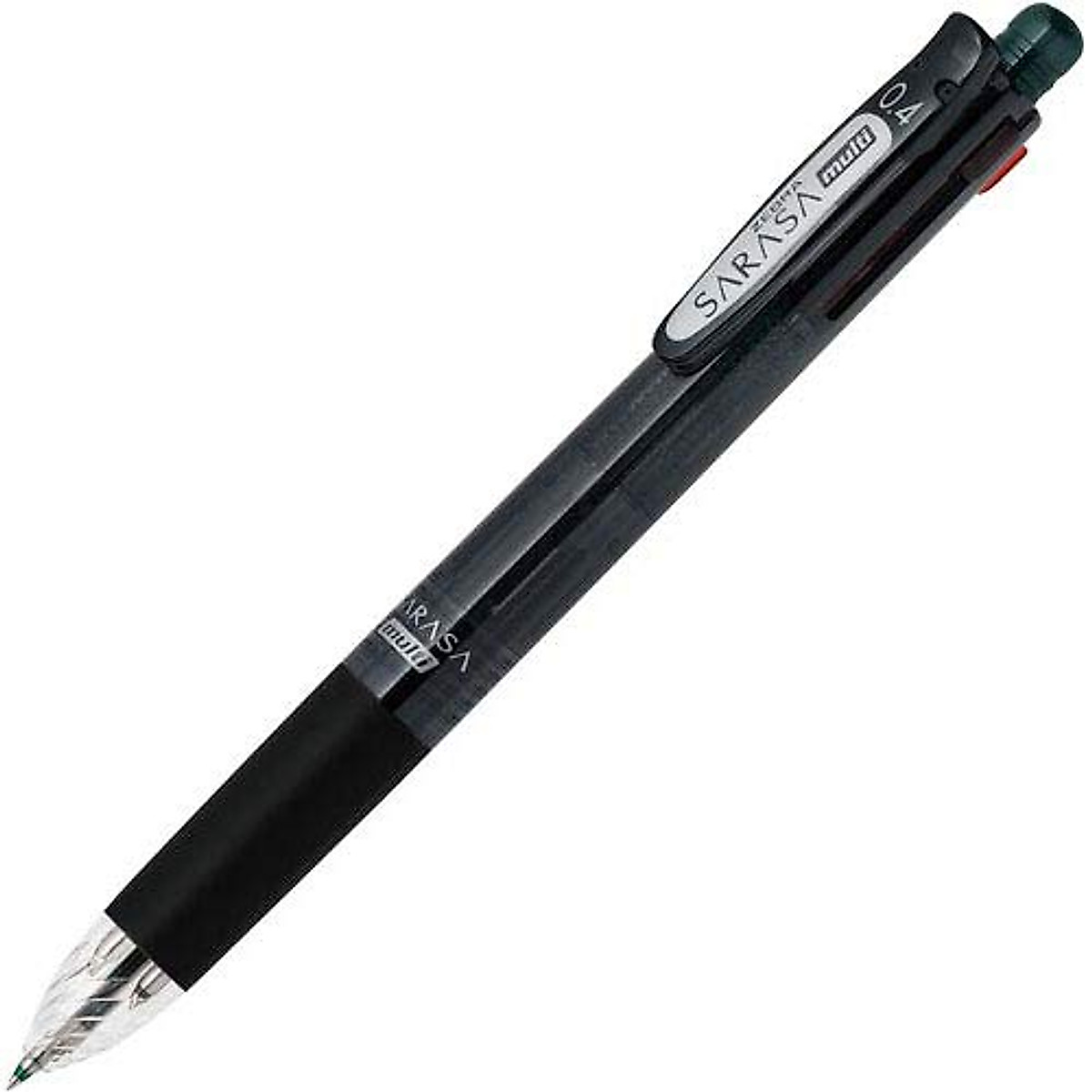 ZEBRA Multi Function Sarasa 4 Plus S Black/Red/Blue/Green Ink 0.4mm Ballpoint Pen, 0.5mm Mechanical Pencil, Black Body (J4SAS11-BK)