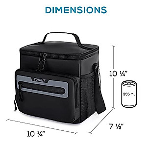 TOURIT Lunch Bag for Men Insulated Lunch Box for Men Leakproof Reusable Lunch Cooler Bag for Work, Office, Outdoor, Picnic, Black