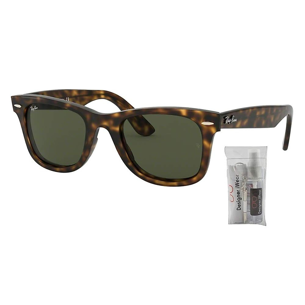 Ray-Ban RB4340 Wayfarer Ease 710 50M Havana/Green Sunglasses For Men For Women + BUNDLE with Designer iWear Eyewear Kit