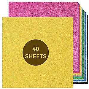 Glitter Cardstock 12" x 12", Colored Cardstock Paper for Cricut, Thick Card Stock for Card Making, Scrapbooking, Craft, Christmas Decorations, Holiday Party Supplies(280Gsm 40Sheets 20Colors)