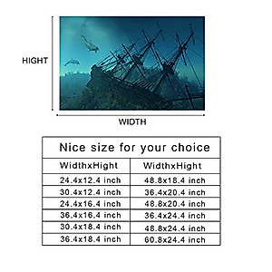 Victories Fish Tank Backdrop-PVC HD Printing Wallpaper,Shipwreck on The Seabed Aquarium Poster Background Decor Paper Cling Decals Sticker