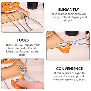 Cabilock Kitchen Utensil Set Shelled Nuts 3pcs Seafood Tools Set Stainless Steel Crab Leg Crackers Picks Nut Forks Lobster Crackers Shell Crackers Kitchen Accessories Kitchen Utensil Set Shelled Nuts