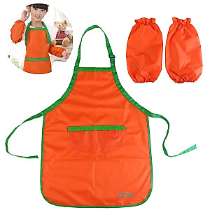 UEETEK Children Kids Waterproof Art Craft Smock Apron for DIY Painting Drawing with Sleevelet(Orange)