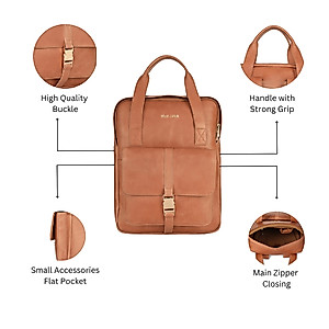 Pelle Luxur Women Leather Zipper Closure Travel Backpack for Laptop Handbag Purse