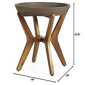 Christopher Knight Home Oprah Outdoor Side Table, Teak and Light Gray