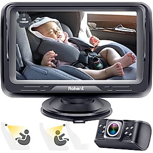Rohent Baby Car Camera Carseat: Crystal Night Vision HD 1080P Car Seat Camera Backseat Rear Facing Infant Car Baby Monitor with Camera 3 Mins Easy Installation N06