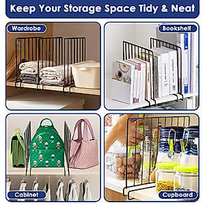 Shelf Dividers for Wood Shelves, 8 Pack Metal Closet Shelf Dividers for Clothes, Vertical Purse Organizer for Closet Organization, Steel Closet Separators for Bedroom Wardrobe Cabinet Pantry (Black)