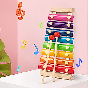 RUITASA Colorful 8 Tones Hand Knock Musical Instrument Xylophone Knock Instruments Toy Baby Instrument Mallet Children Toy Music Enlightenment Gifts for Children