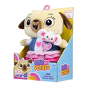 Chip and Potato ZERONIC Jumbo Plush Toy, Official Licensed Stuffed Animal 12 Inch Chip with Her 4 Inch Removable Potato Pal!