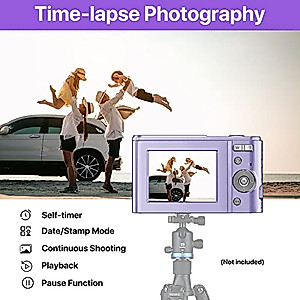 Digital Camera for Kids Girls and Boys - 1080P FHD Digital Camera 36MP LCD Screen Rechargeable Students Compact Camera Kid Camera with 16X Digital Zoom Vlogging Camera for Teens, Kids (Purple)