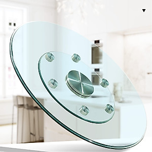 HYSOND Large Glass Lazy Susan Turntable Dining Table with Swivel Assist System Base Giratoria Turntable Organizer Round Tabletop Rotating Serving Tray, for Kitchen Dining/Parties/Wedding Φ110cm/44in