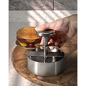 Baffect Burger Press, Adjustable Stainless Steel Burger Maker, Non-stick Patty Mold for Homemade Hamburger (Diameter 11 cm / 4.33 inches)