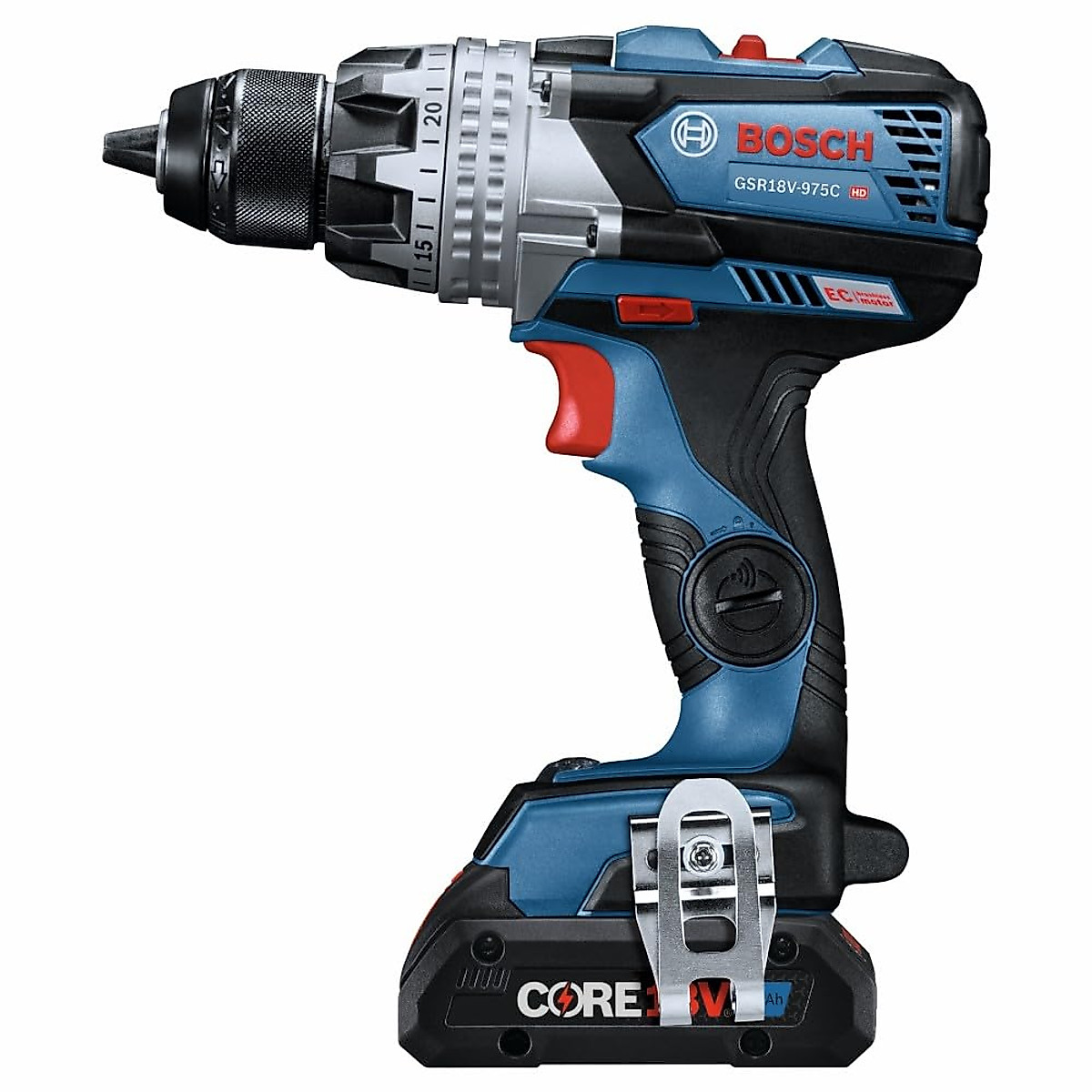 BOSCH GSR18V-975CB25 18V Brushless Connected-Ready 1/2 In. Drill/Driver Kit with (2) CORE18V 4.0 Ah Compact Batteries